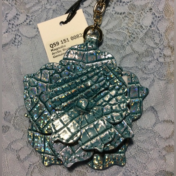 Brahmin | Accessories | Nwt Brahmin Arctic Blue Magnolia Leather Flower ...